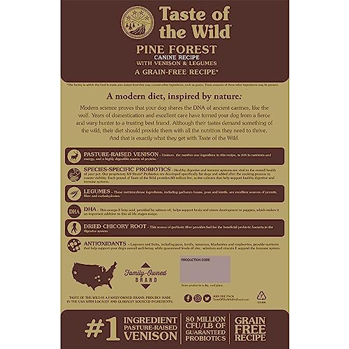 Taste of the Wild Grain Free High Protein Real Meat Recipe Pine Forest Premium Dry Dog Food