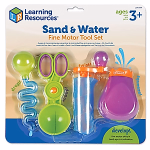 Learning Resources Sand & Water Fine Motor Set, Construction Toy, 4 Pieces, Ages 3+