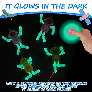 ZQFTZQ 24Pcs Pop Fidget Spinners Bulk - Deformable Astronaut Fidget Spinner Keychain Robot Gyro Fidget Spinner for Kids Adults Glow in The Dark Sensory Toys Christmas Party Favors Classroom Prizes