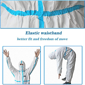 Vicogard Disposable Coverall,Safety Protective Coveralls Full Body Protective from Hazmat and Contamination,Sealed Seams with Tape,Front Zipper Elastic Cuffs & Ankles Isolation Suit with Hood