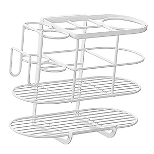 Almencla Iron Hair Dryer Holder Wall Hair Care Tools Organizer Shower Shelf Bathroom Storage Stand Hanger Hair Straightener Stand Bathroom Bedroom, White