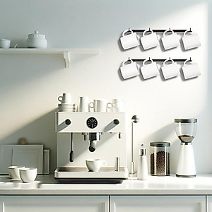 Mug Holder Wall Mounted Metal Coffe Mug Wall Rack 2 Packs Coffe Cup Holder Organizer for Wall, 8 Mug Hooks Storage Kitchen Dining Room Coffee Bar