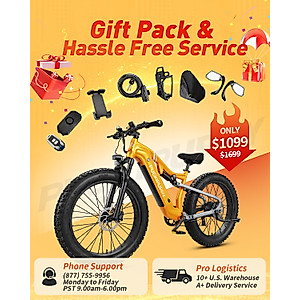 PUCKIPUPPY Electric Bike for Adults 1000W, 48V 20AH Battery Adult Electric Bicycles, 26" Fat Tire Full Suspension Ebike, 28MPH Mountain Beach E Bike, 7 Speed, 80Miles Range, UL Certified