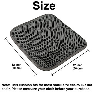 Esme L&H 12 Inch Kids Chair Pads with Ties Breathable 3D Air Mesh Chair Cushion Square Seat Cushion for Kids Chair/School Chair/Wood Chairs