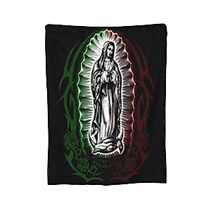 Our Lady Virgin Mary Guadalupe Mexican Flannel Fleece Throw Blankets Super Soft Cozy Warm Plush Bedding for Adults Kids Lightweight Blankets for Couch,Sofa,Bed Halloween decor-80 x60