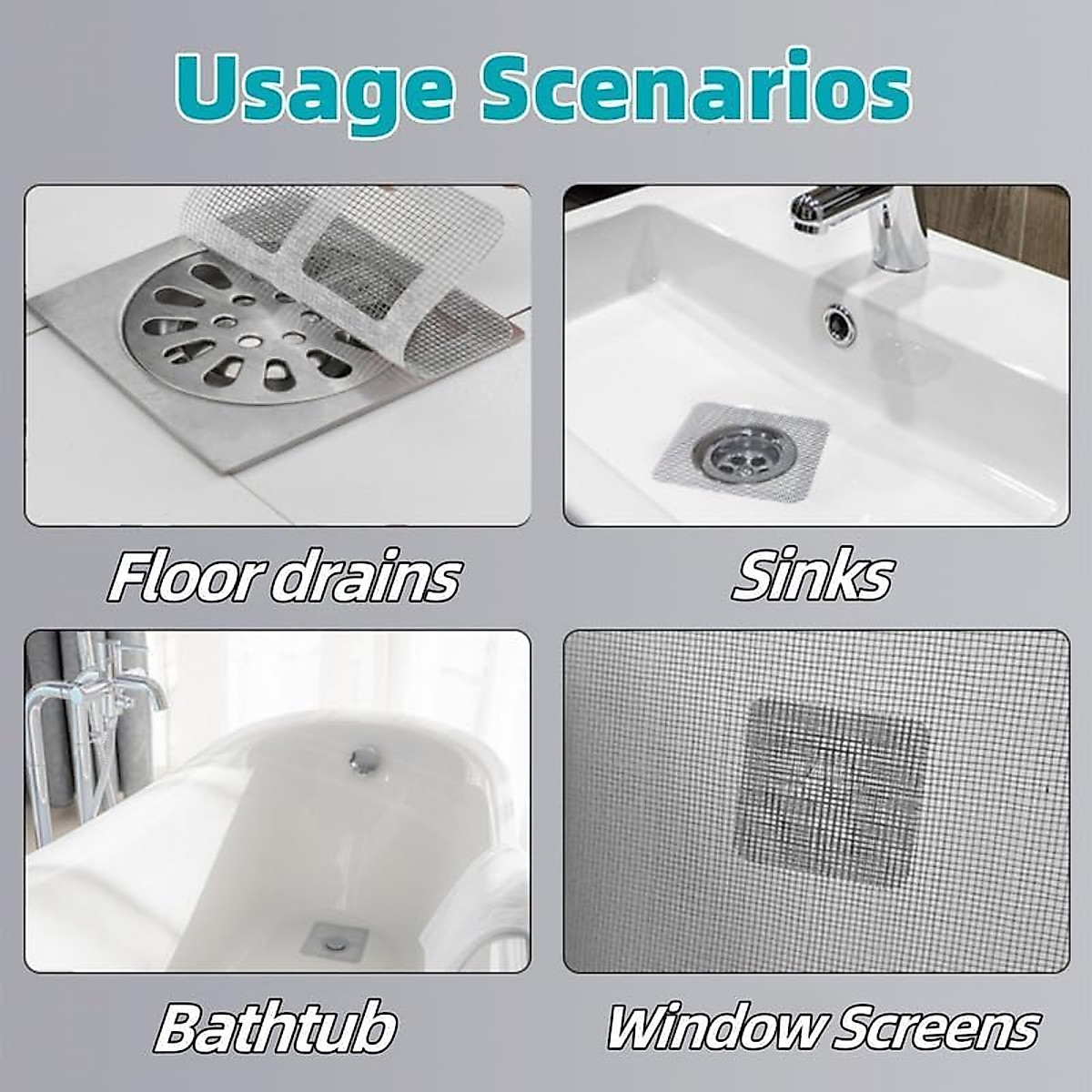 50PCS Drain Stickers,Disposable Hair Drain Stickers,2024 New Drain Mesh Strainer for Bathroom Laundry Bathtub Kitchen