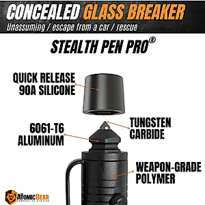 The Atomic Bear Stealth Pen Pro Tactical Pen for Self Defense - Enhanced Writing Survival Pen with Glass Breaker to Escape & Defend - Bonus Training to Protecting Yourself - Great Gift for Men