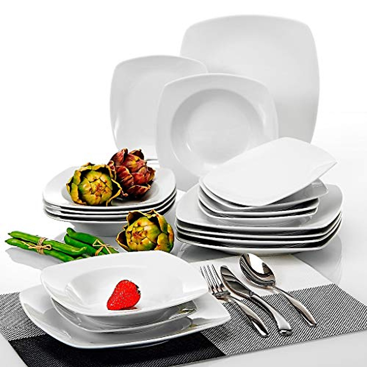 ZLDGYG A 18-Piece Ceramic Porcelain Tableware Dinner Set with 6Dinner Soup Dessert Plates Set Service for 6 Person