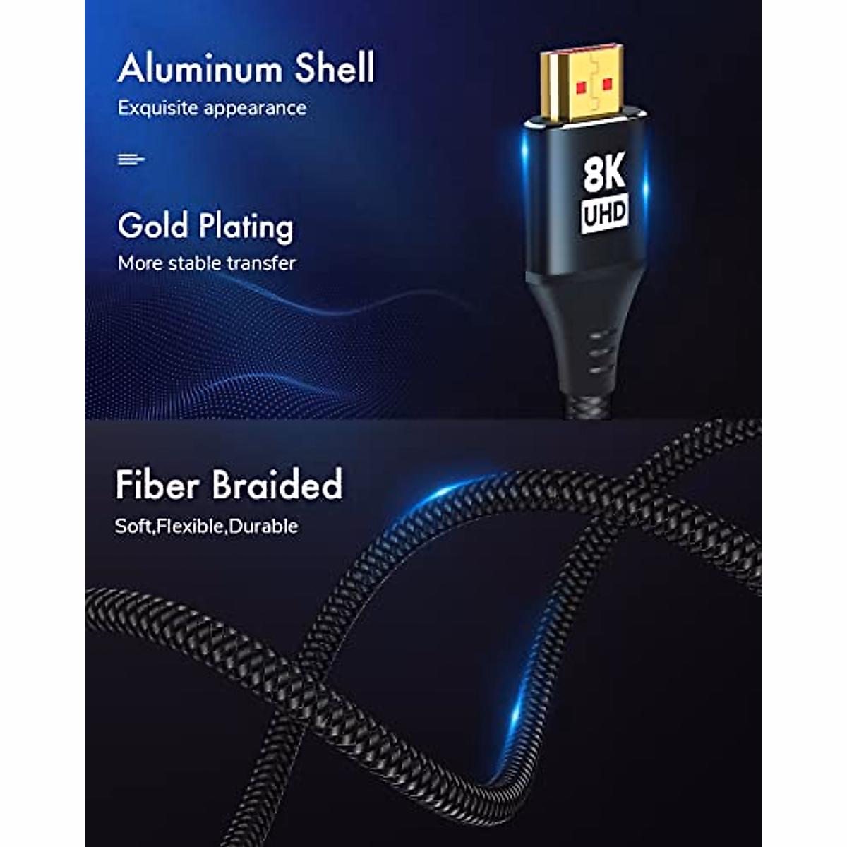 KELink 8K HDMI 2.1 Cable 20FT, 48Gbps Ultra High Speed Black Braided HDMI Cord - Get 4k @ 120Hz On PS5 - Supports 8k @ 60Hz, HDR, eArc, Dolby Vision, & More