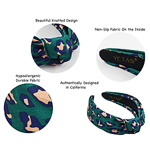 YETASI Leopard Satin Headbands for Women Get Compliments. Head bands for Women's Hair are Chic. Green Knotted Headband for Women is a Classy Cheetah Headband