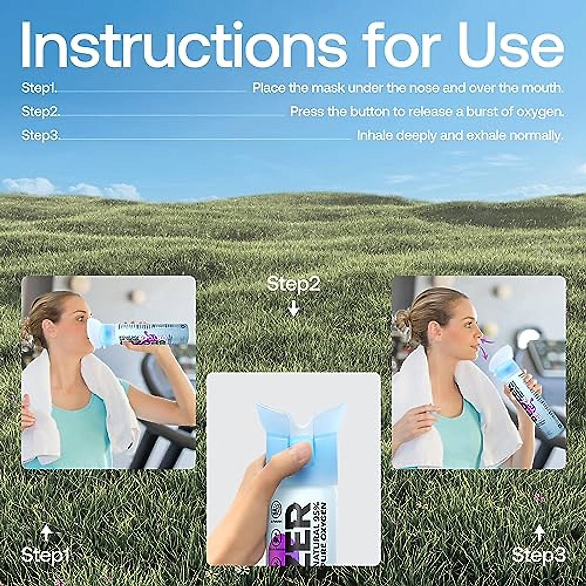 SPOZER Oxygen Cylinder 95% Pure Oxygen 10 Liter Portable Can, Portable Oxygen, Ideal for High Altitude & Reduce Recovery Time, 6 Oxygen Tanks