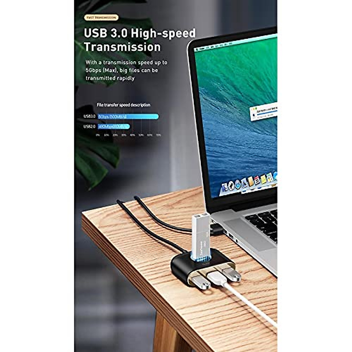 GPPZM USB HUB USB 3.0 USB C HUB USB Type C HUB USB 2.0 Adapter with Micro USB for Computer USB Splitter