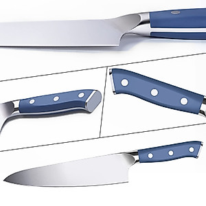 TUO Chef Knife 8 inch, Pro Kitchen Cooking Knife Cutting Knife for Vegetable Meat, 440A Stainless Steel Sharp Knife with Ergonomic Blue ABS Handle, Full Tang with Gift Box