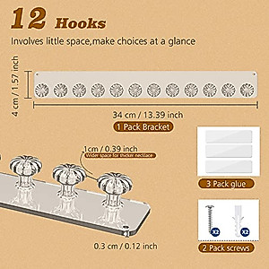 ChengFu Acrylic Urn Necklace Holder, Urn Necklace Hanger, Wall Mounted Jewelry Organizer Hanging with 12 Hooks, Necklace Holder for Urn Necklace