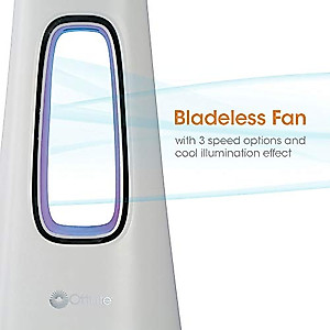 OttLite Cool Breeze LED Lamp with Bladeless Fan - 3 Speed Options & 5 Brightness Settings with Energy Efficient Natural Daylight LEDs - Desktop, Table or Nightstand Lamp for Studying or Reading