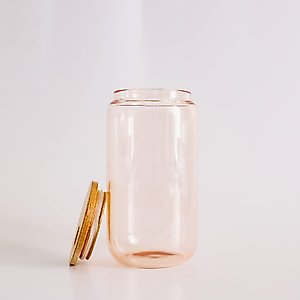 Pink Drinking Glass - Can Shaped 12 oz Glass Cup - 16 oz Beer Glass - Cocktail Glass - Iced Coffee Glass - Whiskey Glass