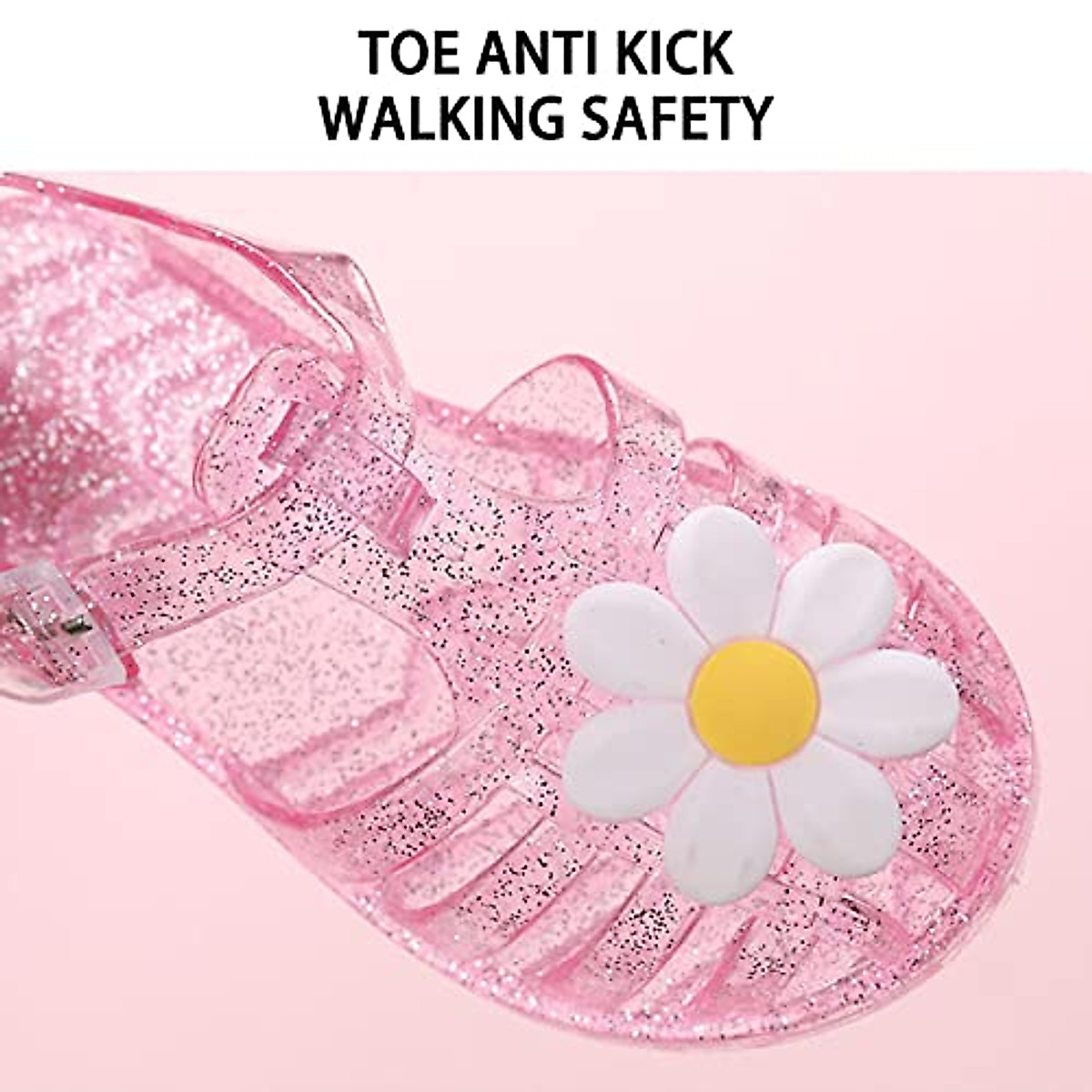 Toddler Little Girls Cute Fruit Jelly Sandals Soft Rubber Sole Beach Shoes Kids Summer Rain Shoes Princess Jelly Flat C-Pink