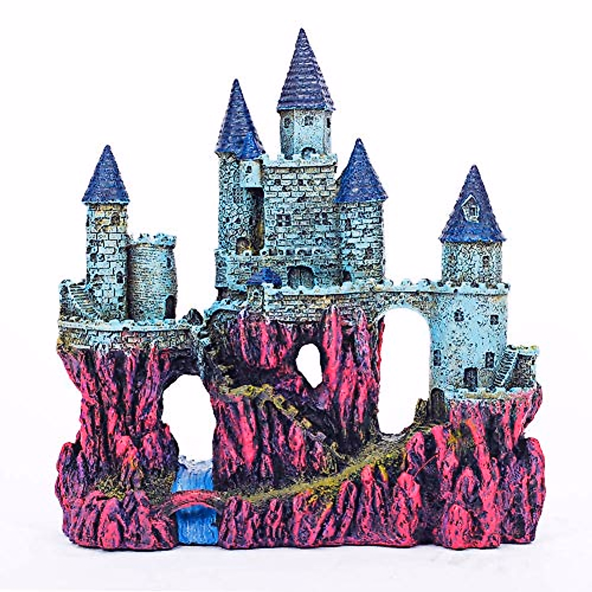 Miracliy Castle Aquarium Decoration for Fish Tank, Large Resin Castle Decor for Fish Hideaway