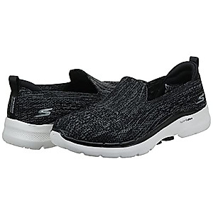 Skechers Women's GO Walk 6-Valerie Sneaker, Black/Gray, 8