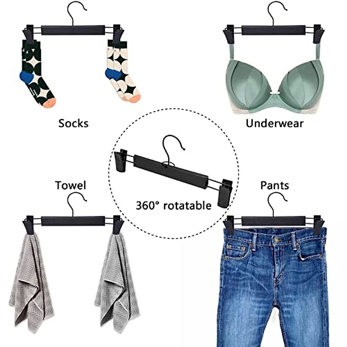 NORTHERN BROTHERS Black Pant Hangers,30Pack Plastic Pants Hangers Skirt Hangers with Clips Jean Hangers Bulk Hangers for Pants