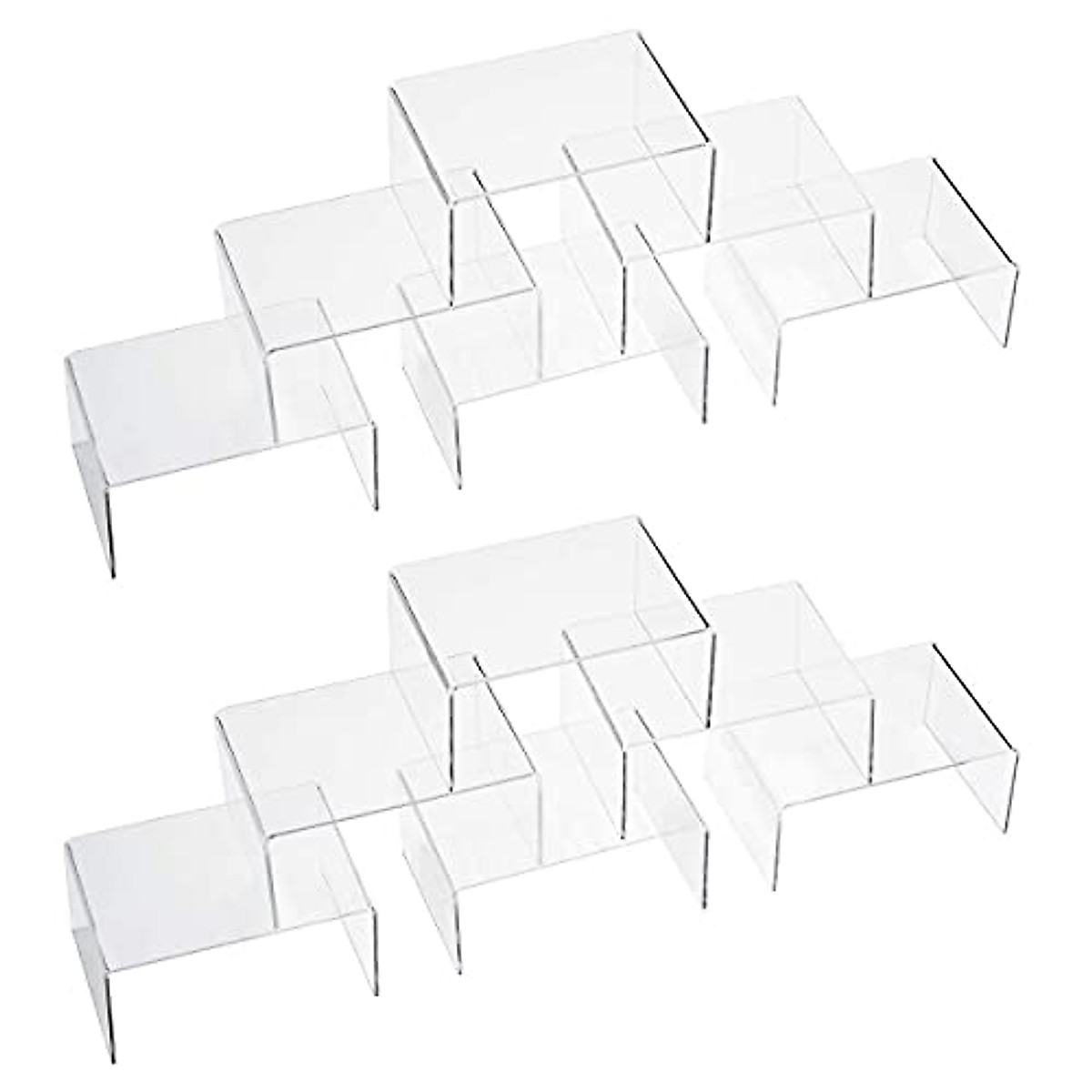 ihomecooker 12 Pack Clear Arylic Display Risers(4"×3"×2") &8 Pack Clear Arylic Display Risers(4"×4"×4") (20 Items)