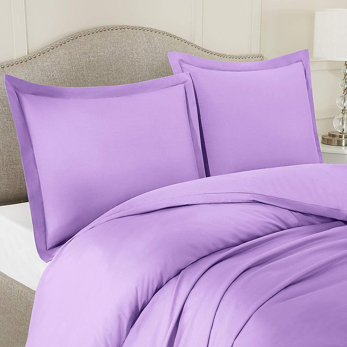 Texonic 1000 Thread Count Lavender 5 PC California King Duvet Cover Set (1 PC Duvet Cover + 4 Pillow Shams) Zipper Closure 100% Egyptian Cotton Farmhouse Bedding Comforter Cover Set