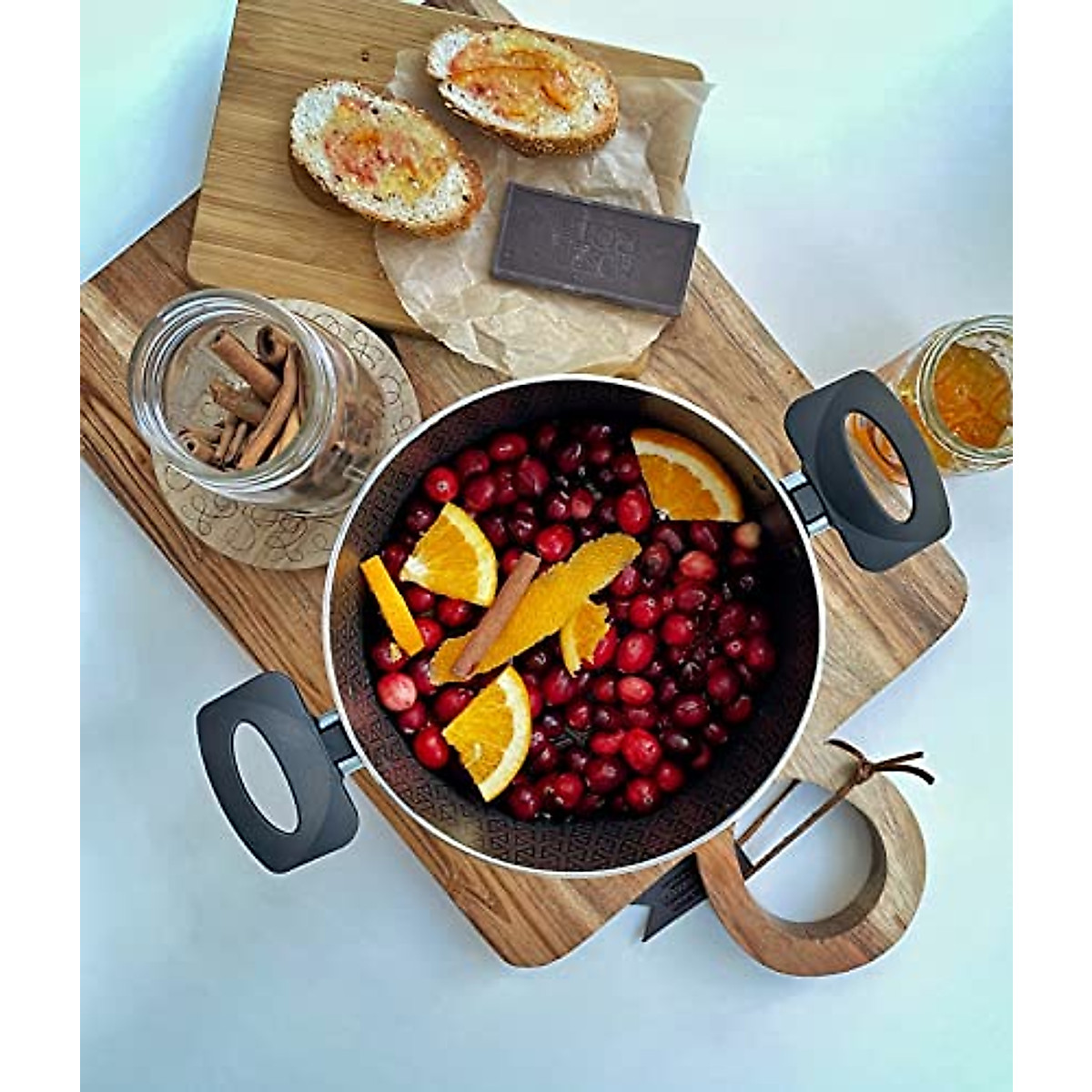 IMUSA USA 5 Quart Talent Master Line Nonstick Dutch Oven with Glass lid & Thermal Signal, Brown, (IMU-20077)