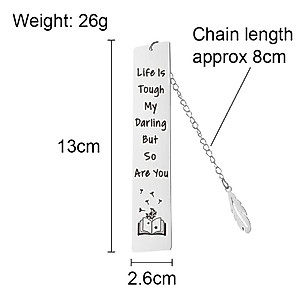 Inspirational Gifts Bookmarks for Women Men Christmas Birthday Gift for Book Lovers Daughter Son Motivational Book Markers for Women Men Life is Tough My Darling But So are You Bookmark