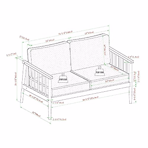 Walker Edison Dekian Modern Outdoor Spindle Style Double Lounge, 51 Inch, Brown
