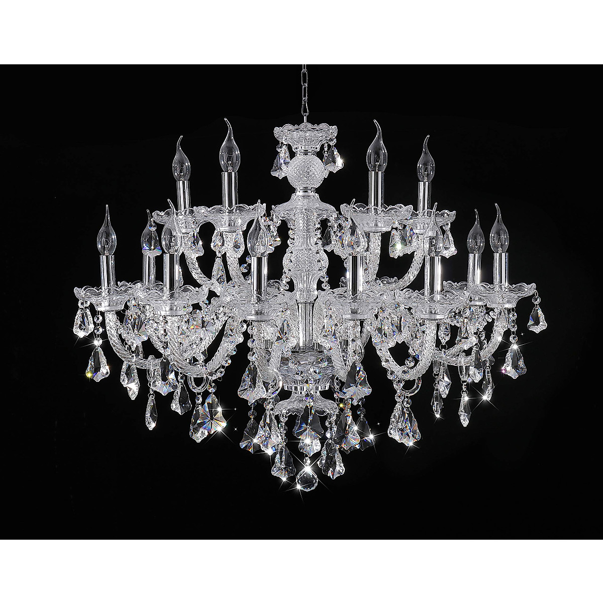 ARRKOYAA Clear 15 Lights K9 Crystal Chandelier Modern Luxurious Light Candle Pendant Lamp Ceiling Living Room Lighting for Dining Living Room Bedroom Hallway Entry 32x35 Inch Gifts(Color Clear)