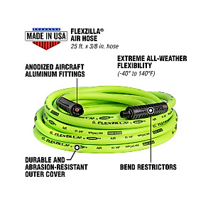 Flexzilla Air Hose (3/8 in. x 25 ft.) and Flexzilla Pro High Flow Coupler & Plug Kit (14-Piece)