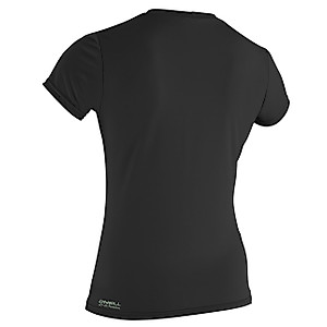 O'Neill Wetsuits Womens Basic Skins Upf 30 + Short Sleeve Sun Shirt, Black, X-Large