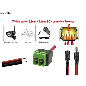 Igreeman 10 Pair Quick-Connect DC Power Pigtails - 18 AWG, 5A - Comes with Unique Terminal Jack Socket for Top-Notch Security Surveillance & Party Lighting - 2.1mm * 5.5mm Connectors