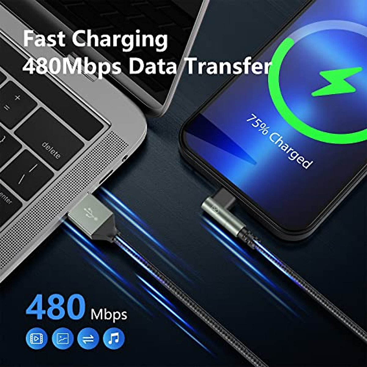 90 Degree iPhone Charger 6FT, [Apple MFi Certified] 3Pack Fast Charging Cables Cord,6Feet Right Angle Nylon Braided USB Lightning Cable for iPhone 14/13/12/11/Pro/Max/Mini/X/Plus/8/7/6/5S/SE/Plus/iPad