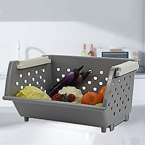 Zerdyne 4-Pack Plastic Stacking Storage Basket, Stackable Organizer Bin, Gray