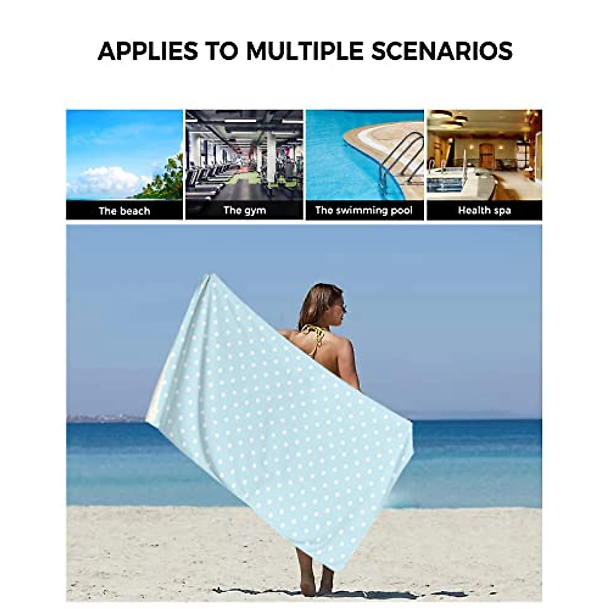 Comforance Easter Bath Towels Set for Bathroom, Soft Absorbent Durable Quick Dry Towel Set of 3 Multifuntion, 1 Bath Towel+1 Hand Towel +1 Washclothe, White Polka Dots Blue Background