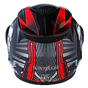 1Storm Motorcycle Bike Full FACE Helmet Mechanic Skull - Tinted Visor RED