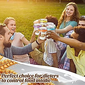 Sumind 6 Pack Overnight Oats Containers with Lids and Spoons 10 oz Large Capacity Airtight Oatmeal Container Glass Mason Overnight Oats Jars Reusable Container for Cereal Yogurt and Parfait