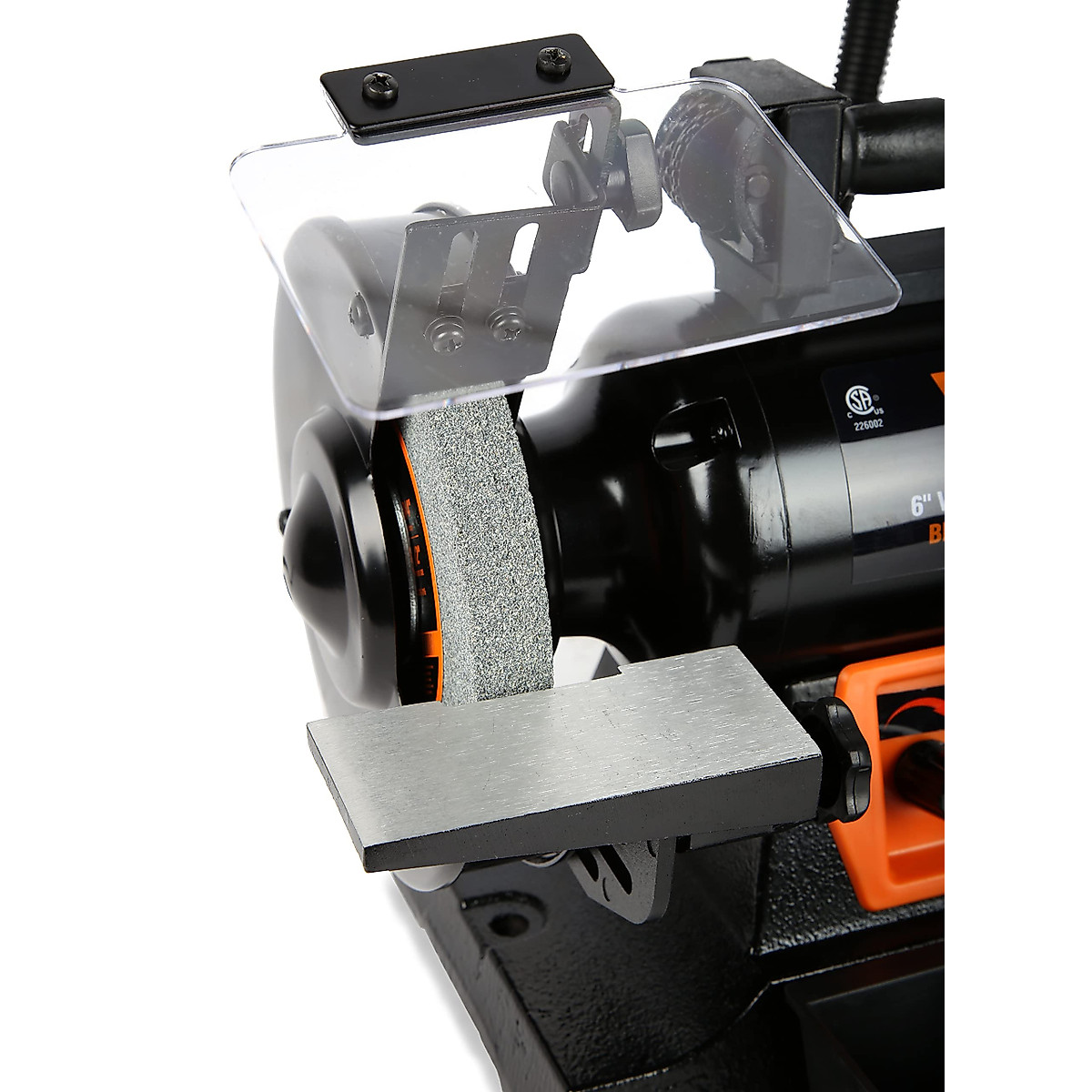 WEN BG625V 2.5-Amp 6-Inch Variable Speed Bench Grinder with Flexible Work Light , Black