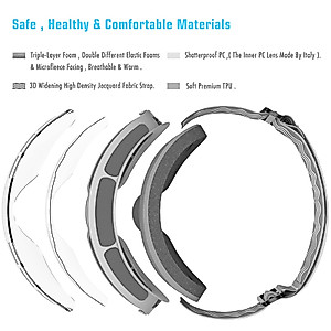 COPOZZ Ski Goggles Kids, Youth Snowboard Goggles for Boys Girls Toddler Age 2-12,OTG UV400 Helmet Compatible Skiing Equipment