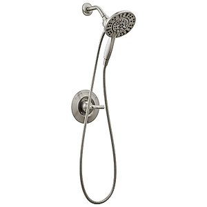 Delta Faucet Arvo 14 Series Single-Handle Shower Faucet, Shower Trim Kit with 4-Spray In2ition 2-in-1 Dual Hand Held Shower Head with Hose, SpotShield Stainless 142840-SP-I (Valve Included)