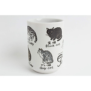 Mino ware Japanese Ceramics Sushi Yunomi Chawan Tea Cup Japanese Cat made in Japan (Japan Import) YAY080