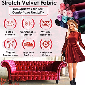 Barcelonetta | Stretch Velvet Fabric | Luxury & Soft | Velvet Fabric | 60" Wide Roll | 10% Spandex | Sewing, Apparel, Upholstery (Olive, 1 Yard)