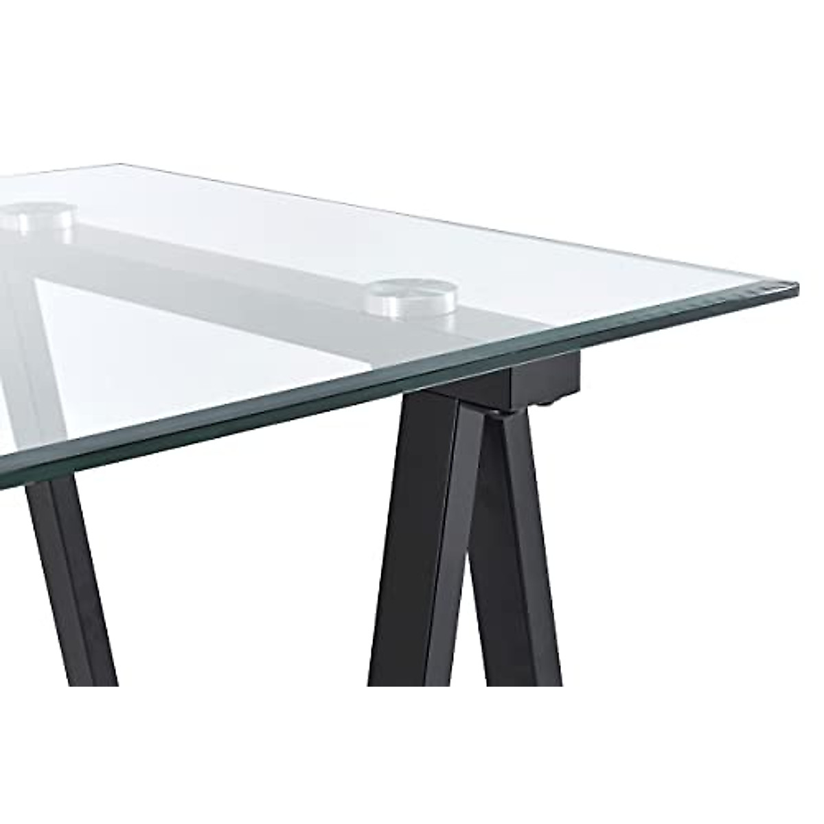 OSP Home Furnishings Middleton 47 Inch Desk with Clear Beveled Glass Top, Black Base