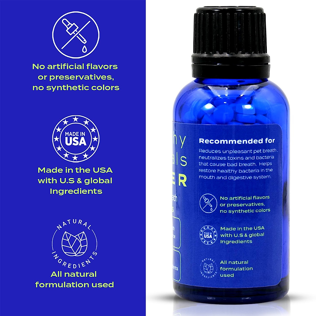 HealthyAnimals4Ever Bad Breath for Cats Pellets - Dissolvable - No Brushing - for Clean Teeth, Plaque & Tartar Control - All-Natural, Non-GMO, Organic - Preservative & Chemical Free - 300 ct