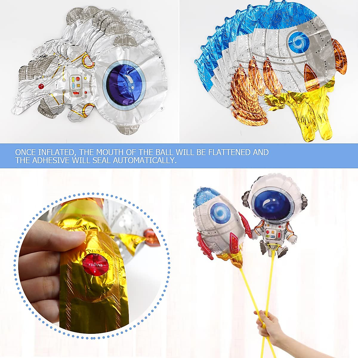 20Pcs Astronaut Aluminum Foil Balloons Outer Space Balloons Decoration for Outer Space Theme Party Kids Birthday Party Supplies Baby Shower