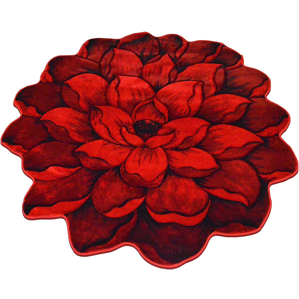 Flower Rug 2ft Round Area Rugs Cute Plush Flower Shaped Rug Circle Girly for Bedroom Floor Living Room Carpet 301 Red