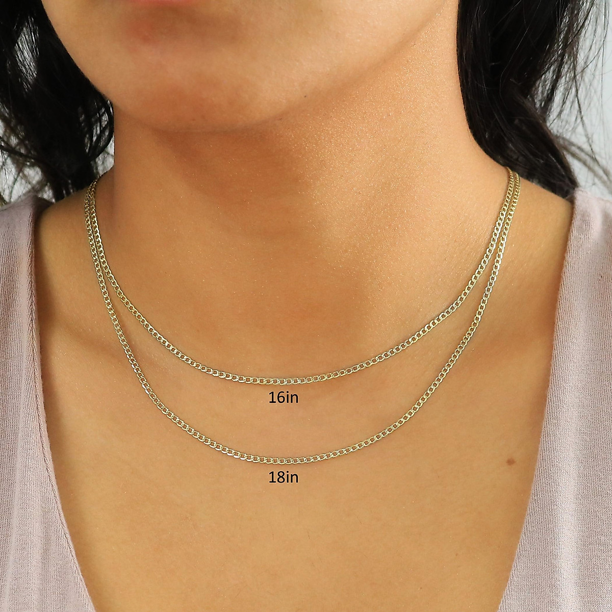 Nuragold 10k Yellow Gold 2mm Cuban Curb Link Chain Pendant Necklace, Womens Mens Jewelry 16" 18" 20" 22" 24" 26"