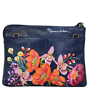 Anuschka Women’s Genuine Leather Three-In-One Clutch - Hand Painted Exterior - Moonlit Meadow