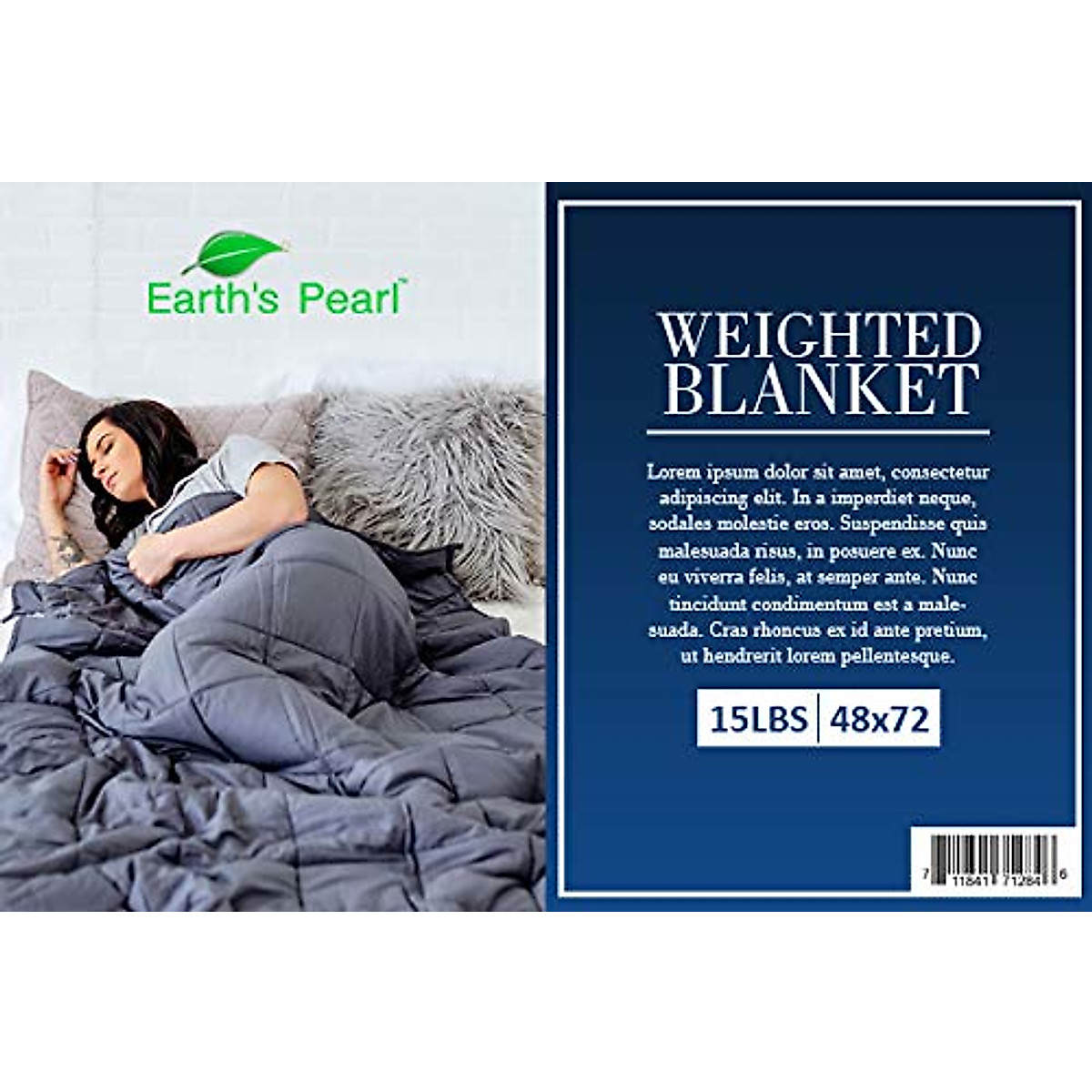 Earth's Pearl 15 lbs Premium Quality Year Round Comfort – Cooling Weighted Blanket | 48 x 72 inches | Perfect for Adults, Big Kids and Teens